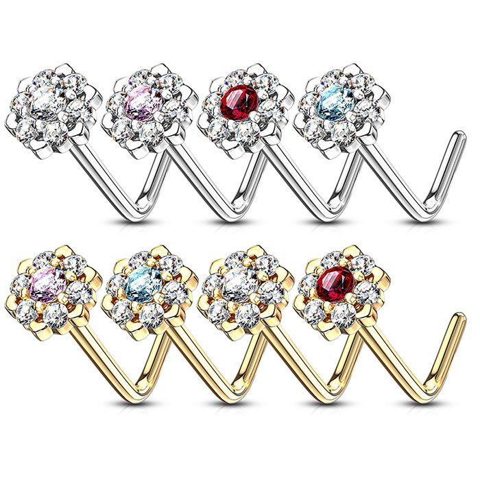 Symbolieke lotusbloem op 14 karaats gouden neuspiercing