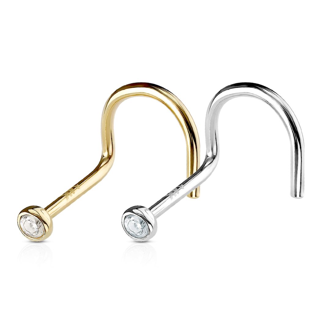 Mooie neuspiercing van 14 karaats goud in eenvoudig en elegant ontwerp ...